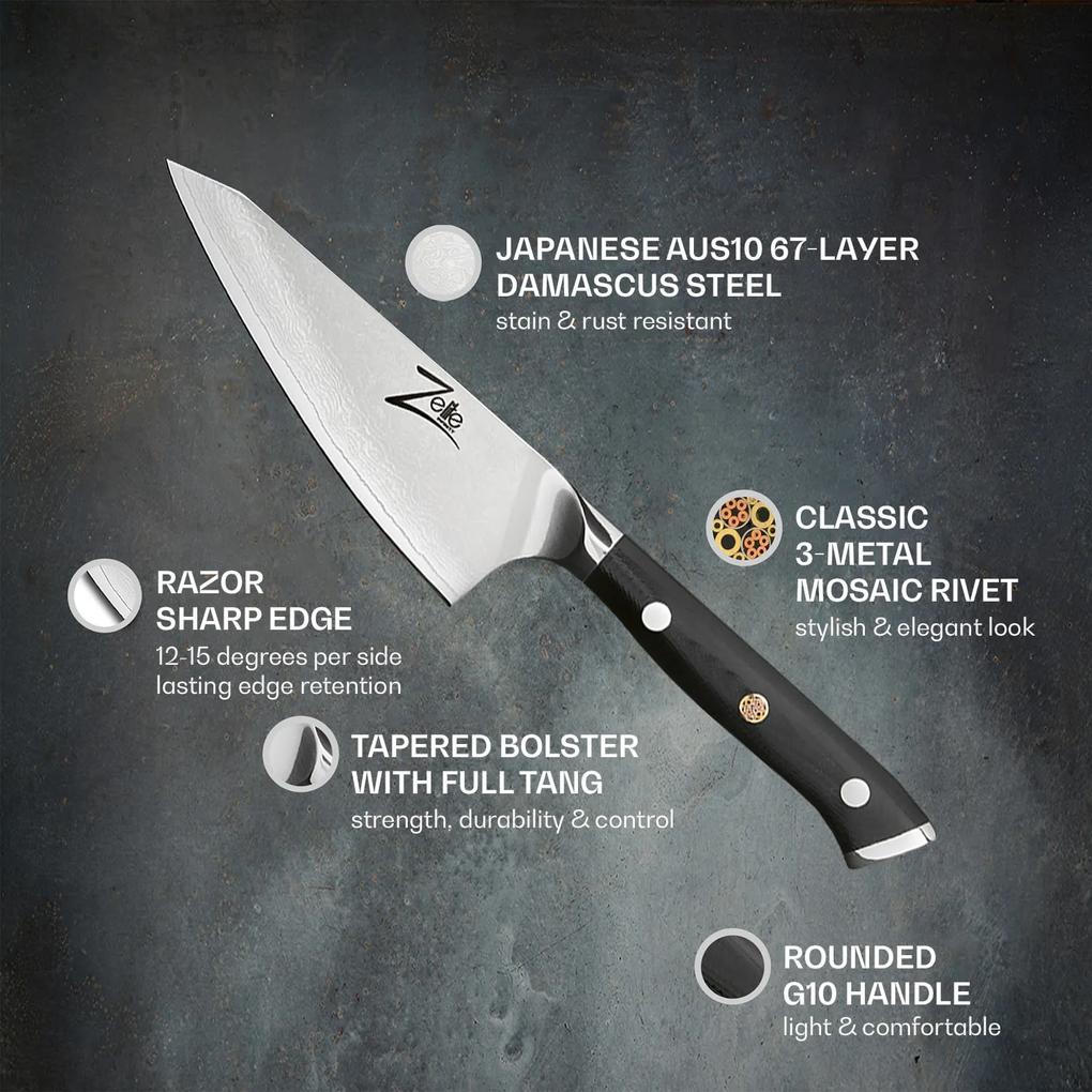 Alpha-Royal Japanese Series, 4,5" nůž honesuki, damašková ocel
