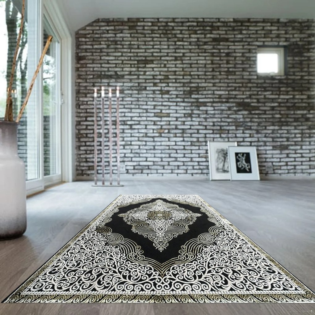 Berfin Dywany, Kusový koberec Elite 3935 Black Gold, 200x290, černá, kancelář