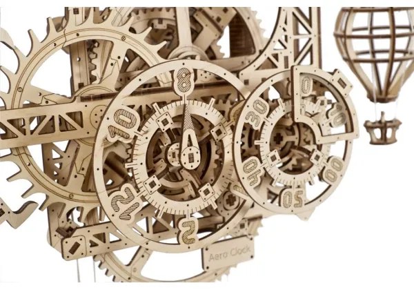 Ugears - 3D dřevěné mechanické puzzle Nástěnné hodiny Aero