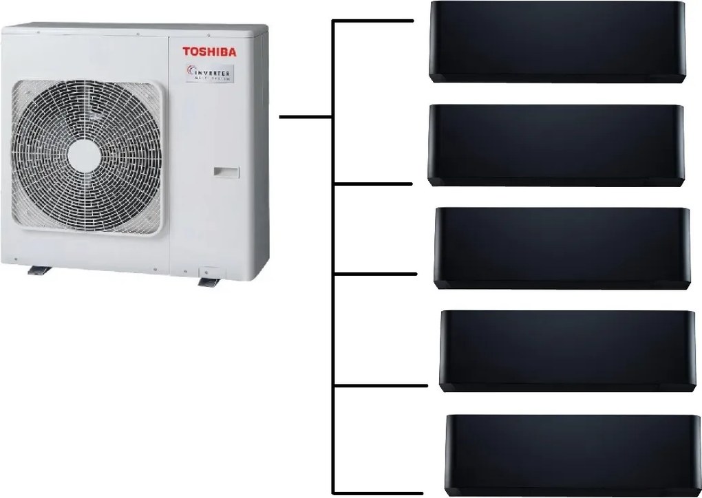 Klimatizace Toshiba Shorai Curve black 1+5 ( 2,5kW + 2,5kW + 2,5kW + 2,5kW + 2,5kW ) Multi-split R32