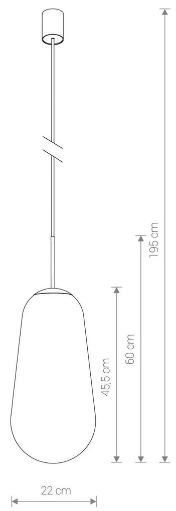 Závěsná lampa Pear ze skla, mosaz/čirá, výška 45 cm