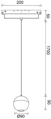 Mantra Magneto 48V Kilda, černý závěs LED 10W 3000K 110°, on/off, průměr 9cm