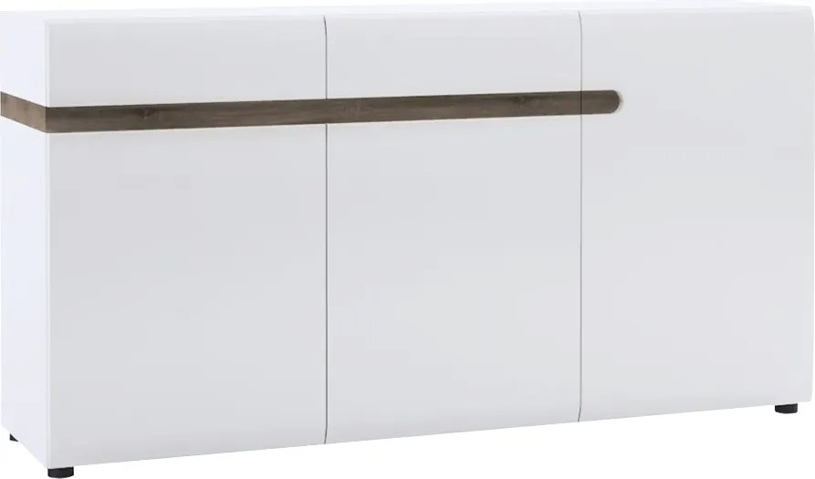Komoda, bílá extra vysoký lesk HG/dub sonoma truflový, LYNATET 40