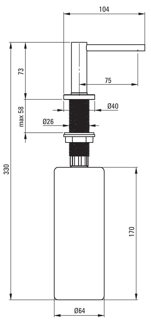 Deante Aster, dávkovač saponátu pro kuchyňské dřezy s dlouhou výlevkou 500ml, chromová, ZZZ_00DD