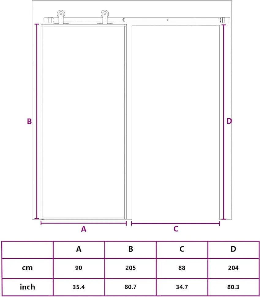vidaXL Marketos Posuvné dveře ESG sklo a hliník 90 x 205 cm černé
