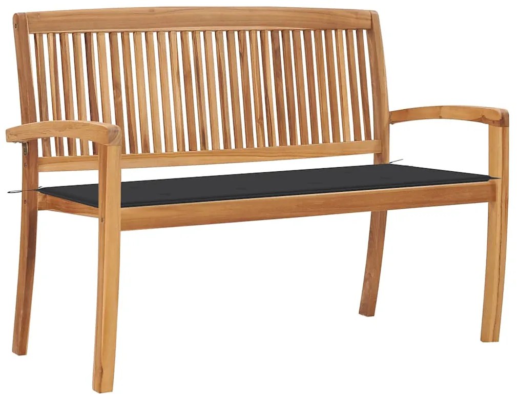 Stohovatelná zahradní lavice s poduškou 128,5 cm masivní teak 3063279