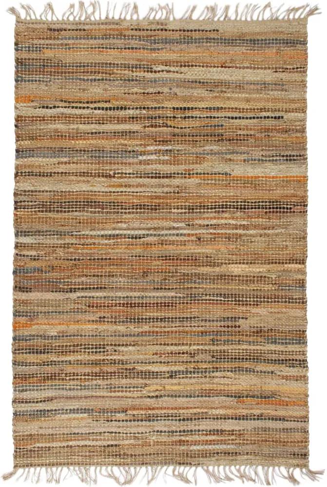 Ručně tkaný koberec Chindi kůže juta - bronzový | 80x160 cm