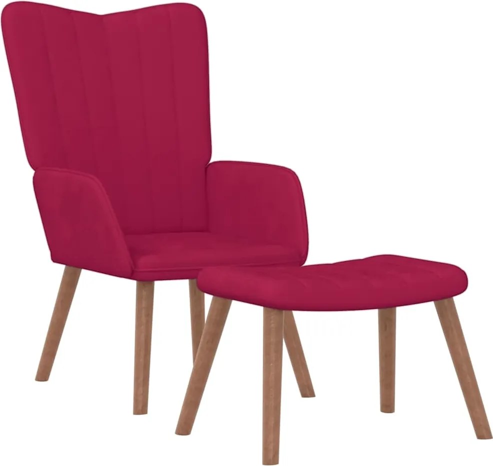 Relaxační křeslo se stoličkou vínové samet 327671