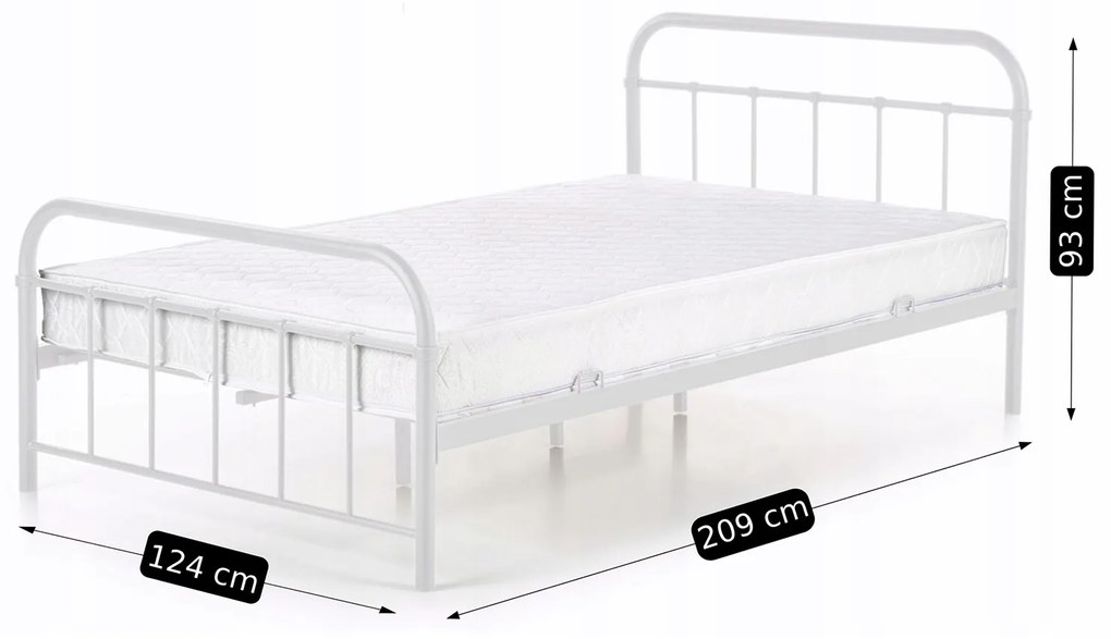 Kovová dvoulůžková postel Pablo 120x200 bílá