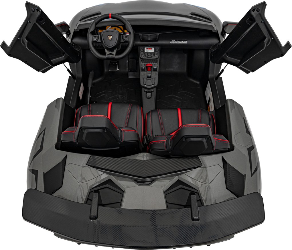 Ramiz Elektrické auto Lamborghini Aventador SV pro 2 děti Šedé + Bezkartáčový motor + Nafukovací kola + LED audio