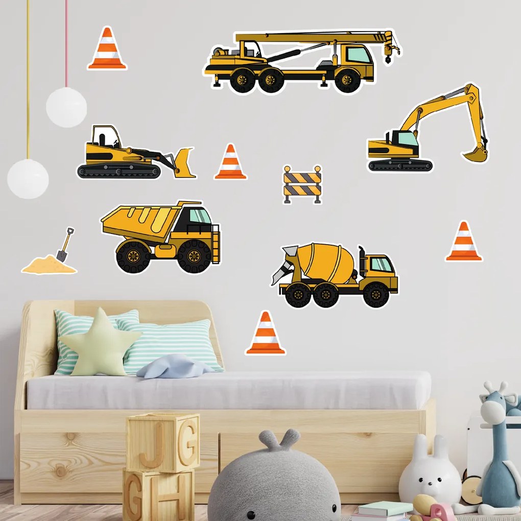 PIPPER. Samolepka na zeď "Pracovní stroje"
