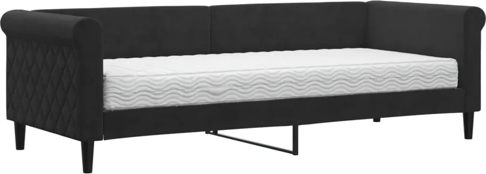 Válenda s matrací černá 80 x 200 cm samet 3197744