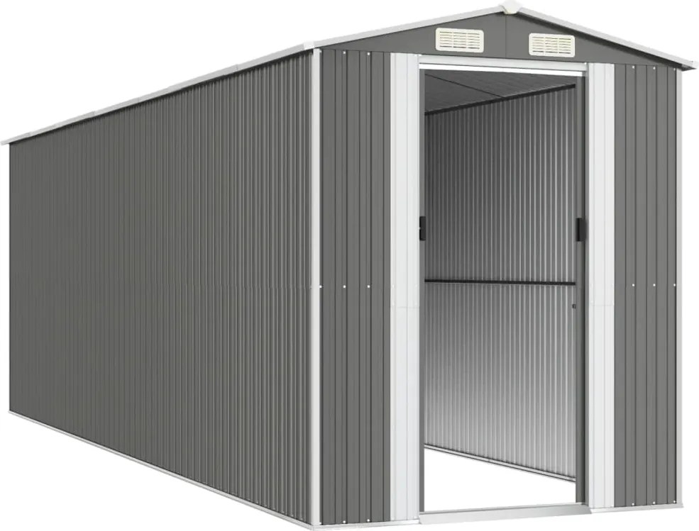 Zahradní kůlna světle šedá 192 x 606 x 223 cm pozinkovaná ocel 3147443