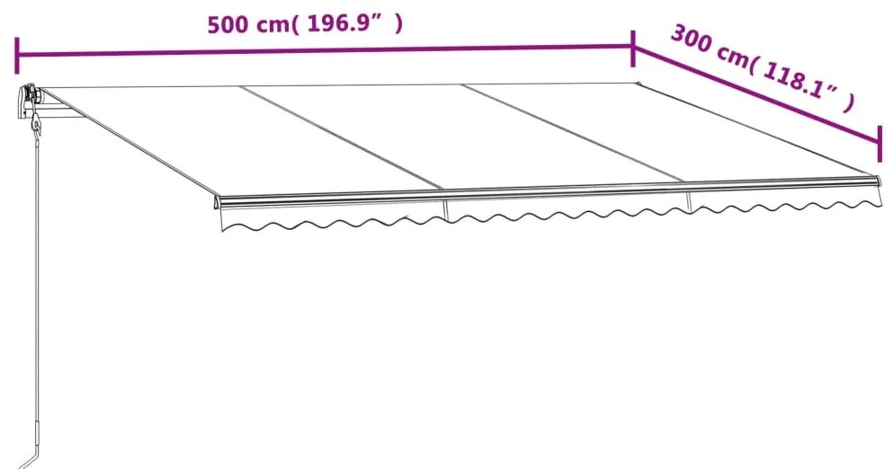 vidaXL Marketos Automatická zatahovací markýza 500 x 300 cm žlutobílá