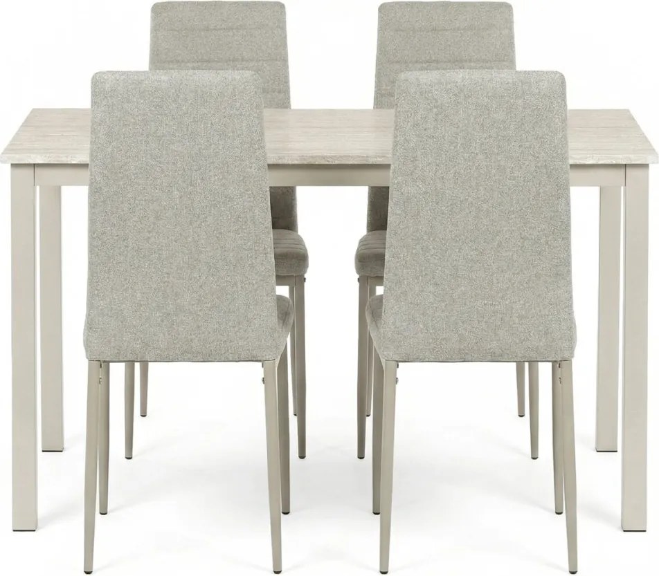 Jídelní set s 4 židlemi, 110x70x75cm travertin, ASE-1039 CRM2