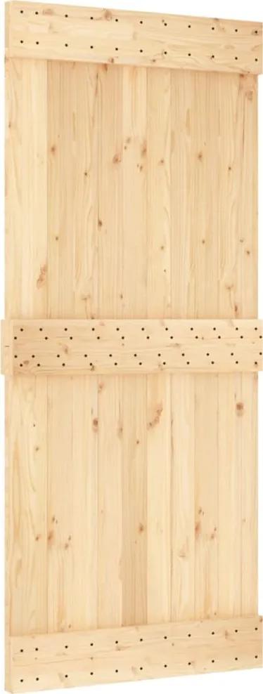 vidaXL Posuvné dveře s kováním 90 x 210 cm masivní borové dřevo [3203089]