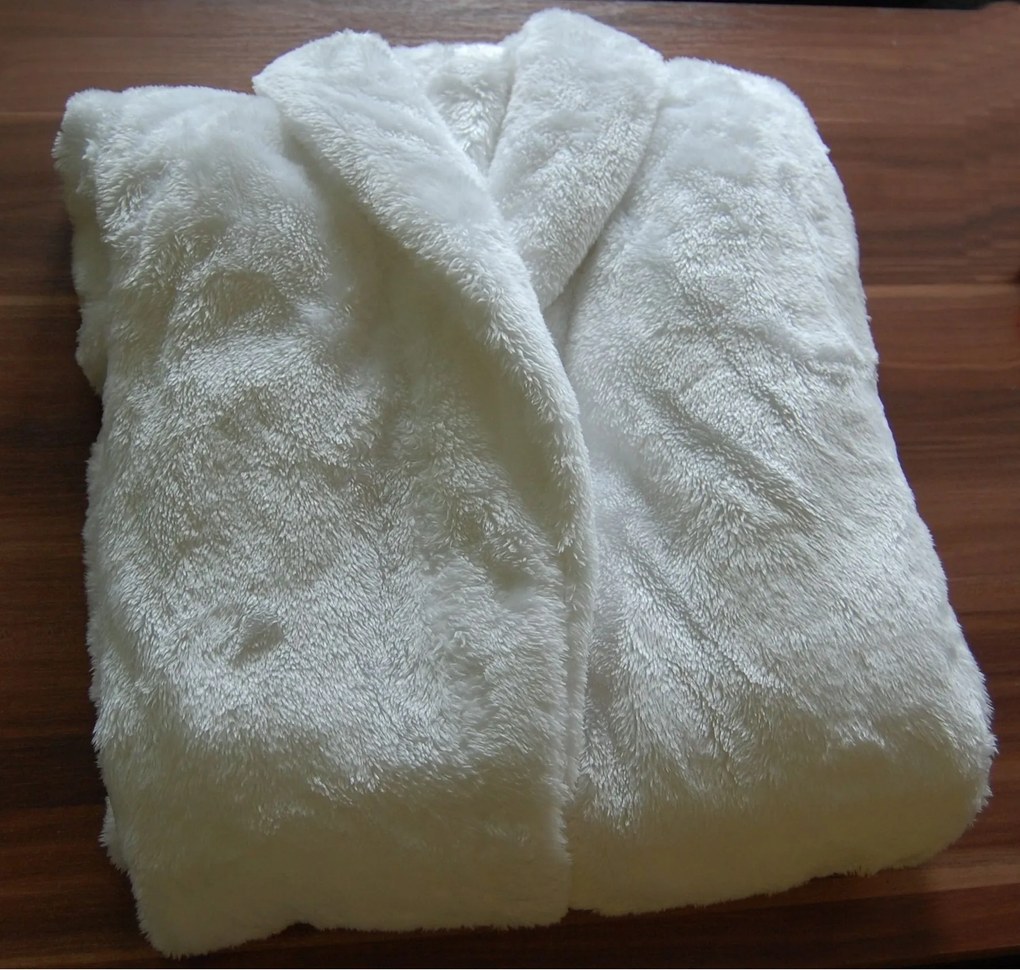 Župan unisex huňatý Jack/Lilly bílý s kapucí mikroplyš 21 20 0100 - M