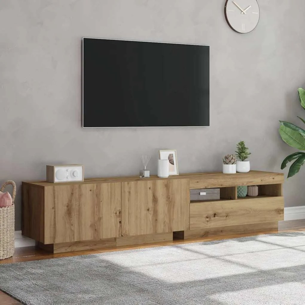 TV stolek s LED dub artisan 180x35x40 cm kompozitní dřevo 3329164
