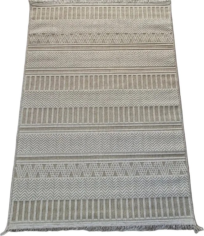 HU Béžový pruhovaný koberec Boho 878-B Rozměr: 60x100 cm