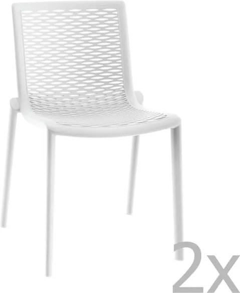 Sada 2 bílých zahradních jídelních židlí Resol Net-Kat
