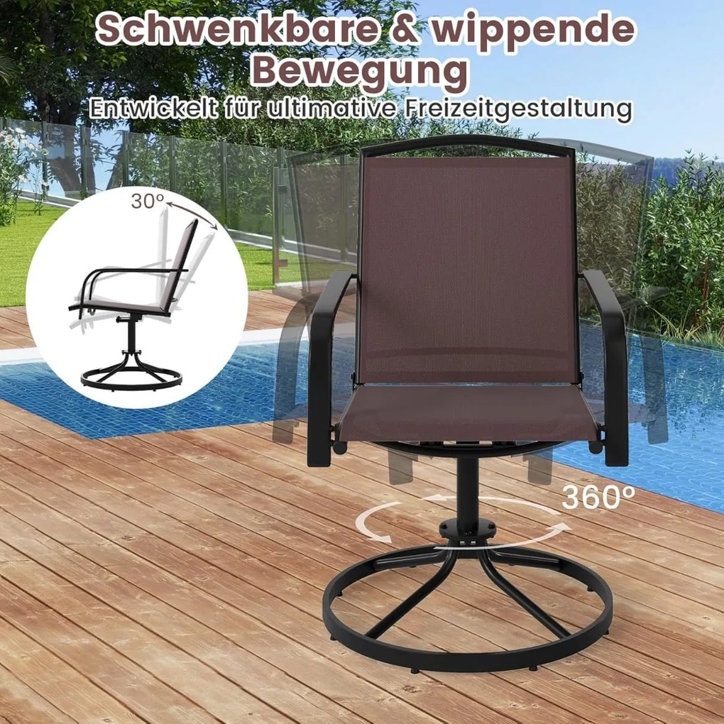 Costway Sada 2 360° otočných zahradních židlí s rychleschnoucími látkovými