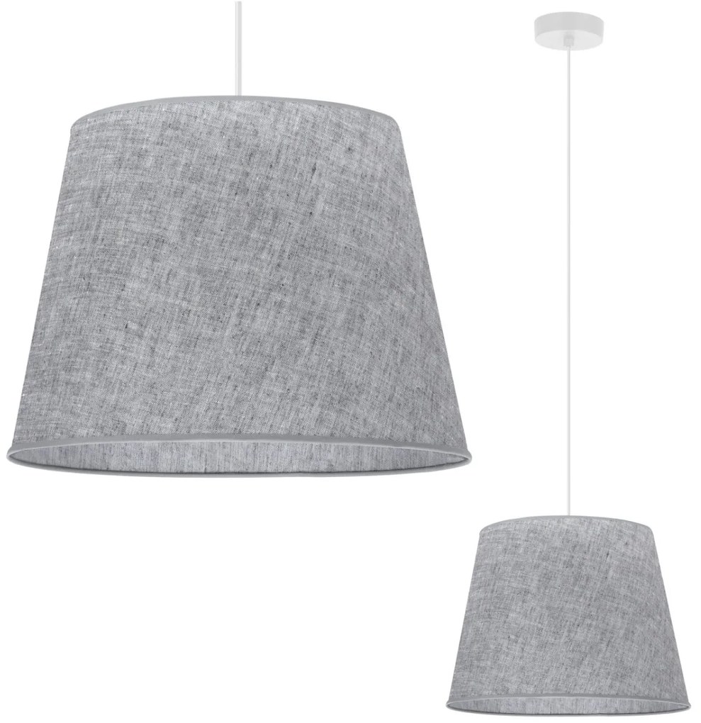 Závěsné svítidlo Len1, 1x šedé textilní stínítko, (fi 38 cm), w