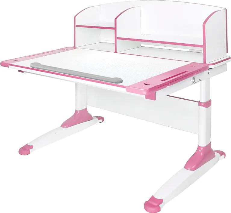 Dětský rostoucí psací stůl PABLO MULTIDECK bílo-růžový
