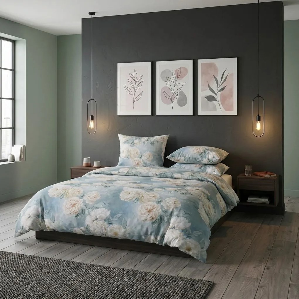 Kvalitex Saténové povlečení Nebeská růže 1x 240/220, 2x 70/90cm