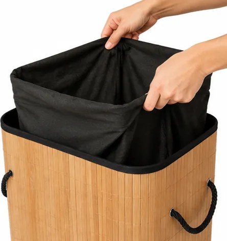 koš na prádlo, objem 72 l, s víkem, bambus, 60x40x30 cm, přírodní, Dekorino KP20260001