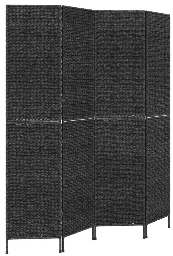 Paraván 4panelový černý 163 x 180 cm vodní hyacint,  355196