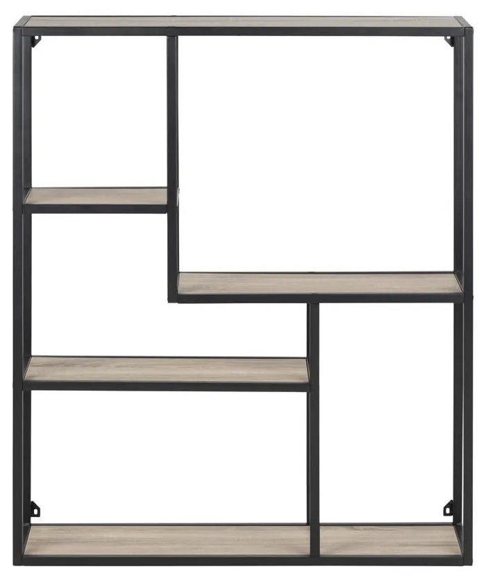 Černá nástěnná knihovna v dekoru dubu sonoma 75x91 cm Seaford - Actona