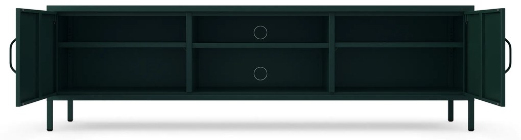 TV stolek kovový široký XL na nožkách, lahvově zelený, 1700x400x500 mm: ROSARIA