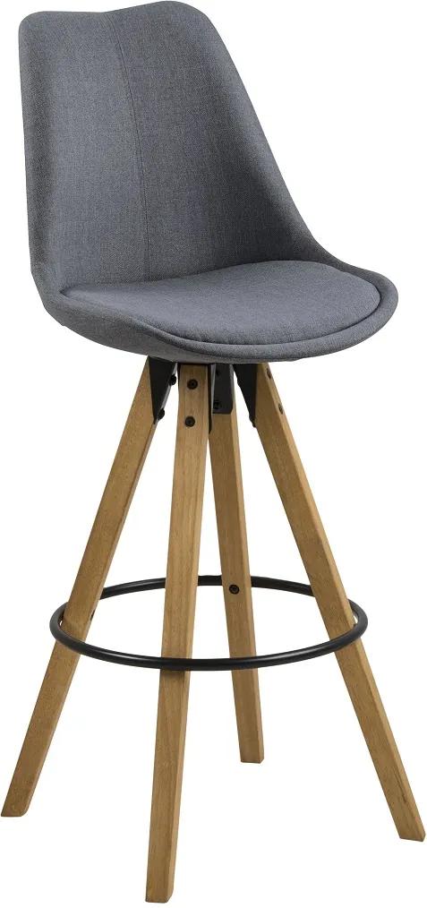 SCANDI Tmavě šedá čalouněná barová židle Damian