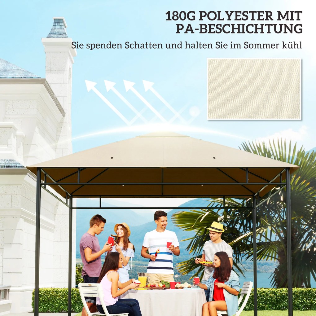 Outsunny Náhradní Střecha pro Altán Pergolu Zahradní Plátno Vysoká Hustota 180g/m² Anti-UV 3 x 3m Krém