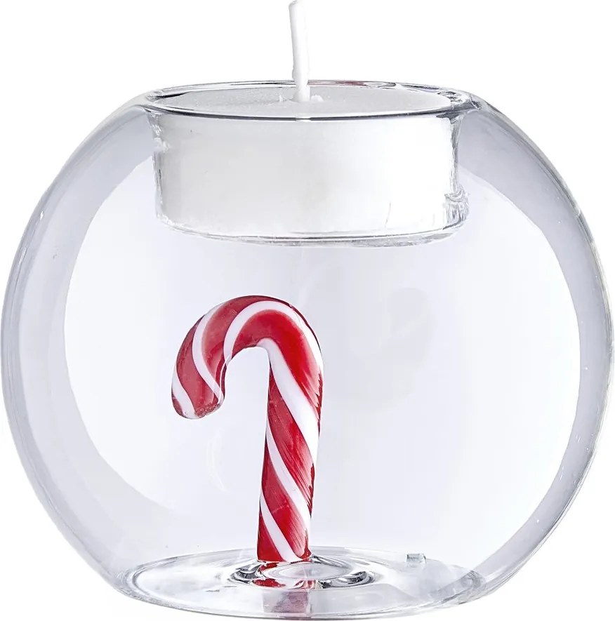MERRY & BRIGHT Svícen na čajovou svíčku "Candy Cane" 8 cm