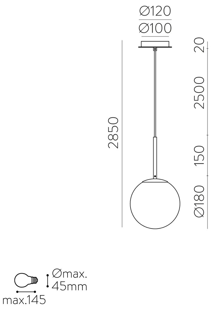 ACB Iluminacion Zavěsné svítidlo PARMA, ⌀ 18 cm, 1xE27 15W Barva: Černá