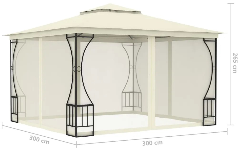 vidaXL Marketos Altán se síťovinou 300 x 300 x 265 cm krémový