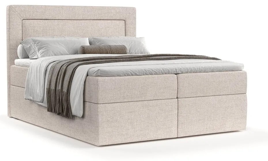 Béžová boxspring postel s úložným prostorem 200x200 cm Imagine – Maison de Rêve