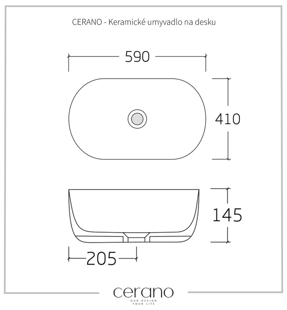 CERANO - Keramické umyvadlo na desku Deno - bílá lesklá - 59x41 cm