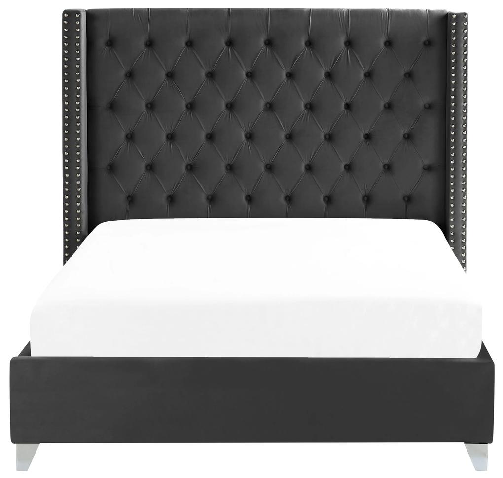 Sametová postel 160 x 200 cm černá LUBBON Beliani
