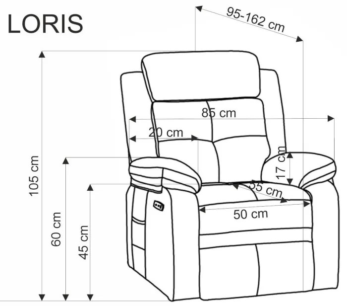 Relaxační křeslo LORIS s elektrickým polohováním — látka, béžová