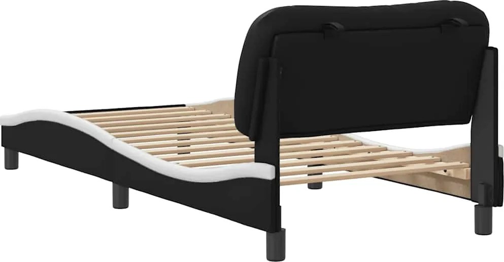 Rám postele bez matrace Hvar černý a bílý 90 x 200 cm umělá kůže 3207979