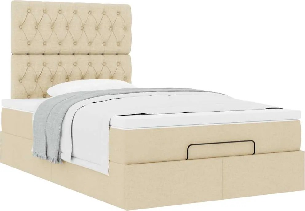 Osmanský rám postele s matrací krémová 120x190cm textil 3313228