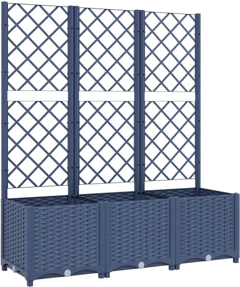 Zahradní truhlík s treláží modrá šedá 120 x 40 x 136 cm PP 318253