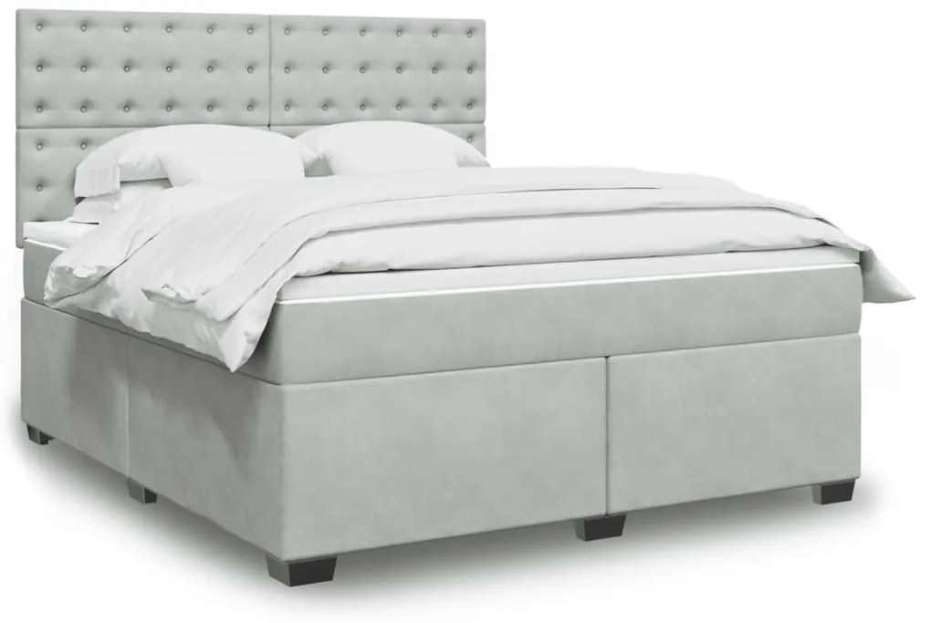 Box spring postel s matrací světle šedá 180x200 cm samet 3293290