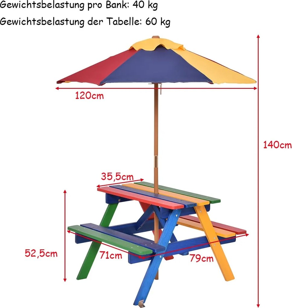 Costway Dětská dřevěná sedací souprava, zahradní souprava, dětský nábytek