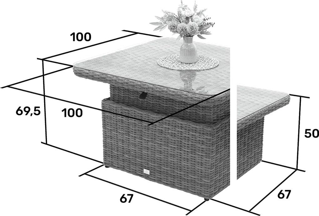 DEOKORK Ratanová variabilní sestava MALIBU pro 5 osob (béžovo-hnědá)