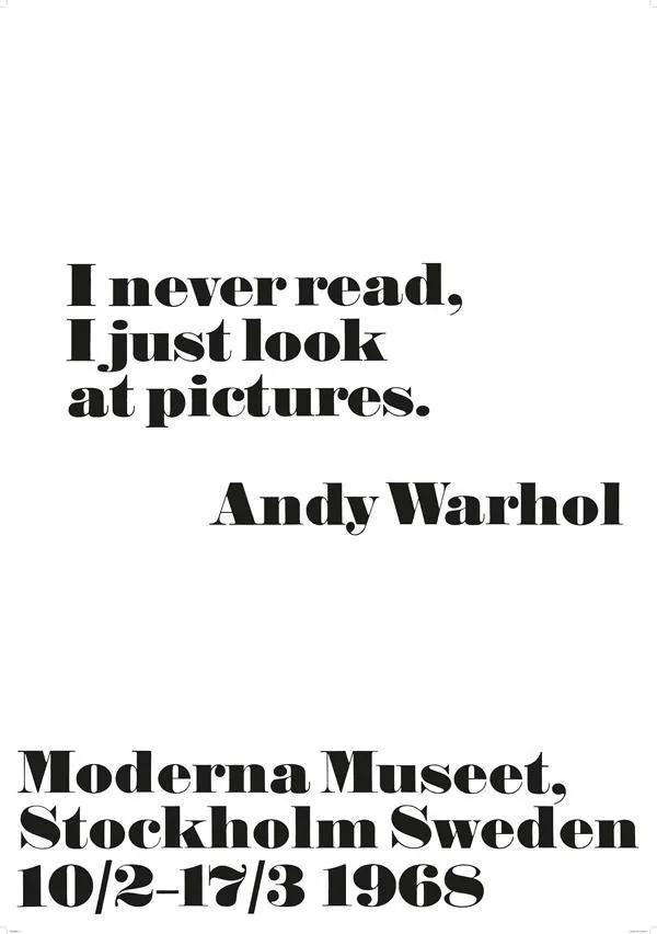 Andy Warhol Plakát Andy Warhol - I never read, černá barva, bílá barva, papír