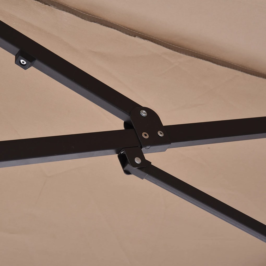 Slunečník Outsunny market double s ruční klikou oválný 460 x 270 x 240 cm ve světle kávové barvě pro zahradu a terasu | Aosom.de