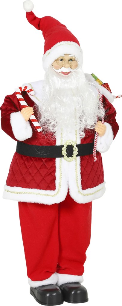 HOMCOM Zpívající Santa Claus, 120 cm, životní velikost, animovaný, s rotující hlavou a pohyblivými pažemi